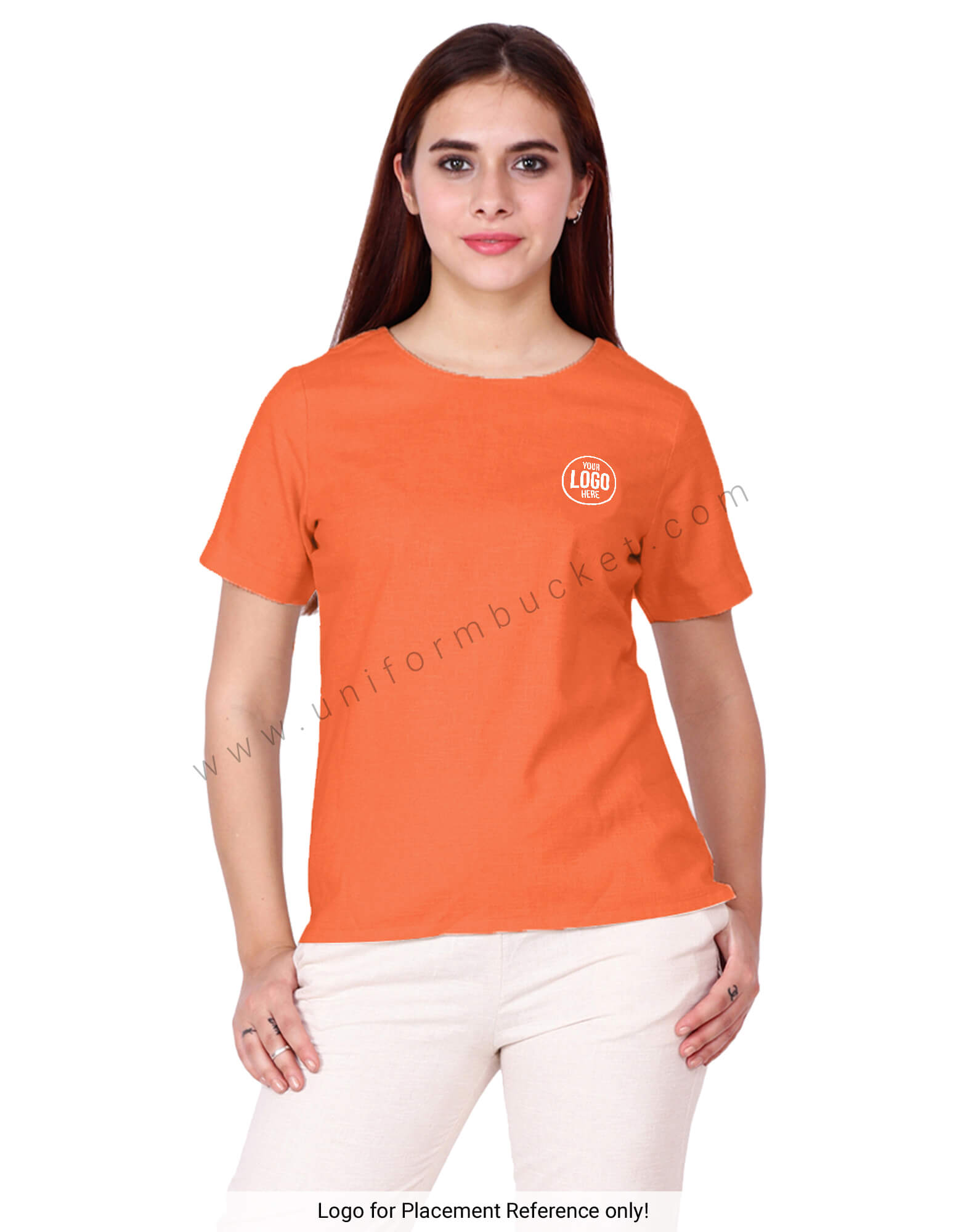 Buy Half Sleeves Round Neck Orange Top For Women Online @ Best Prices ...