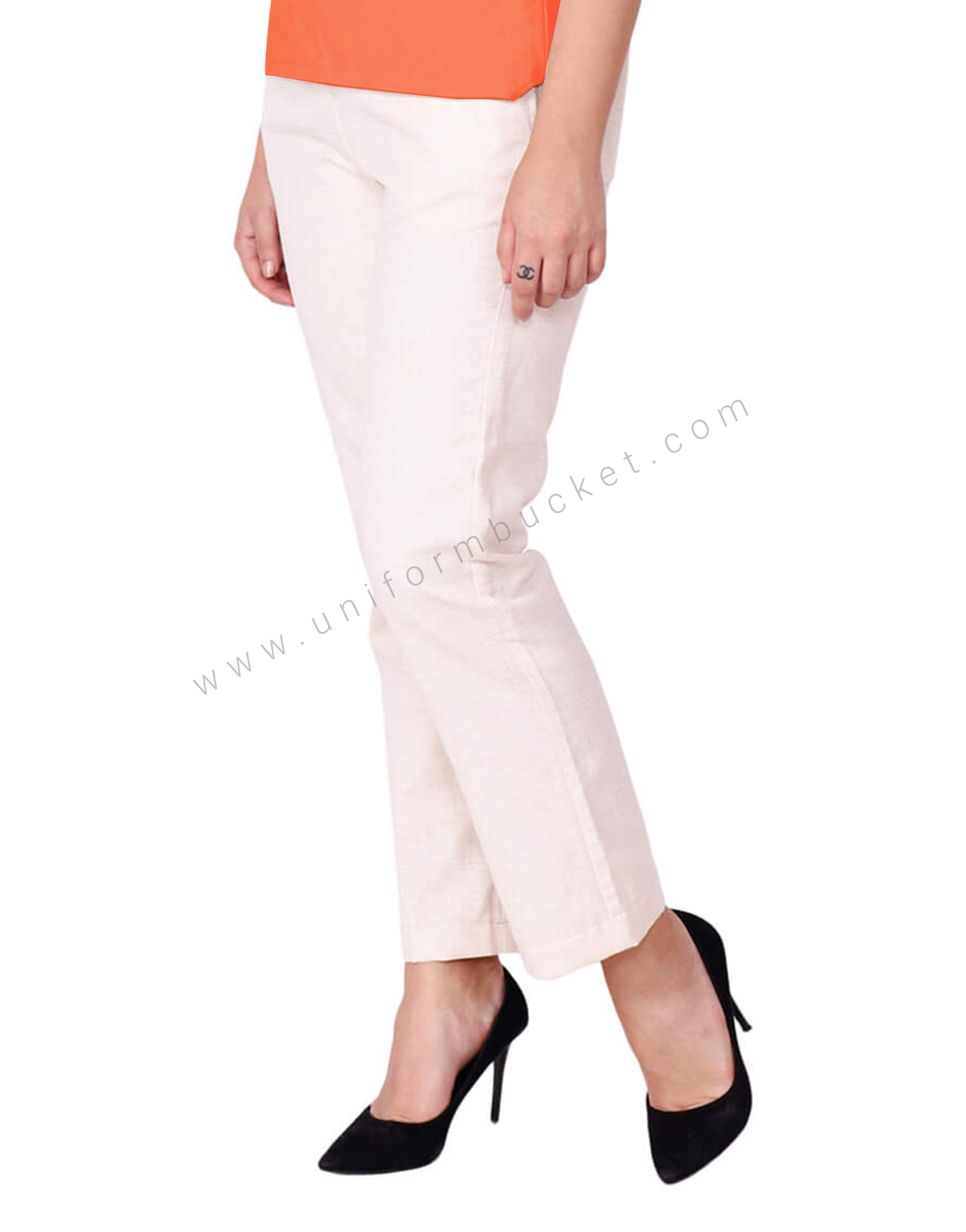 Buy Beige Uniform Trouser With Adjustable Loops For Female Online ...