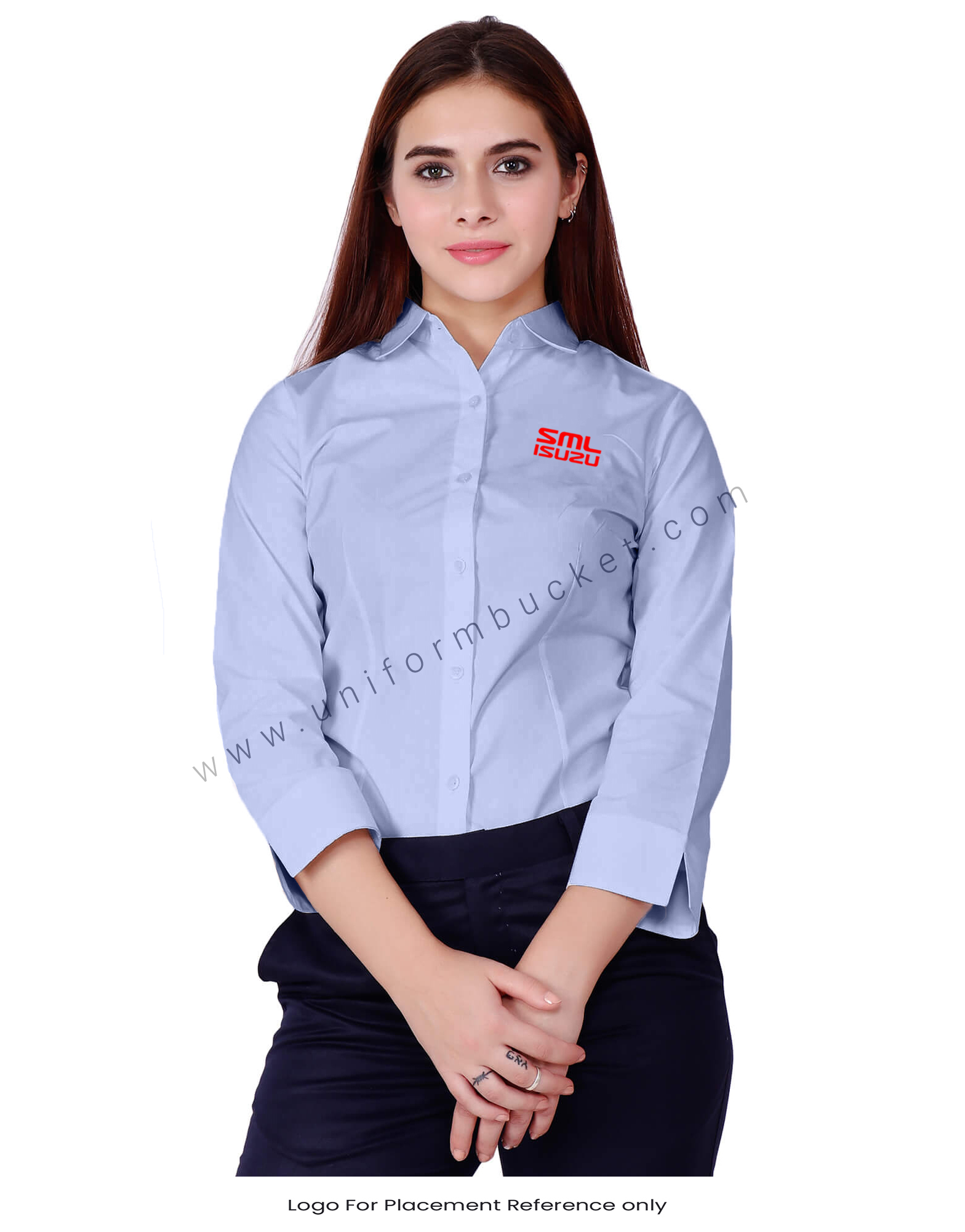 Buy Blue 3/4th Notched Sleeve Shirt For Women Online @ Best Prices in ...