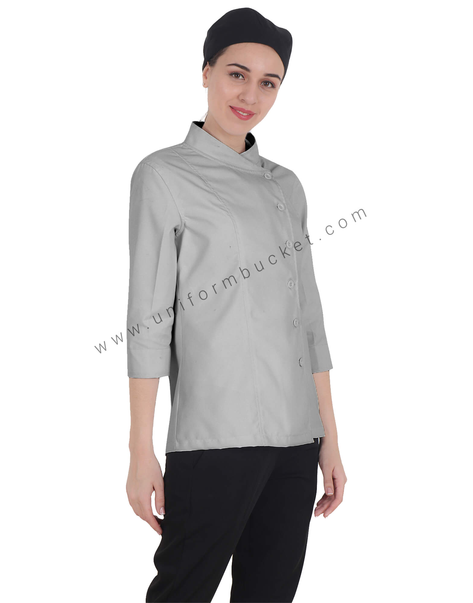 Buy Crossover Side Opening Grey Chef Coat For Women Online @ Best ...