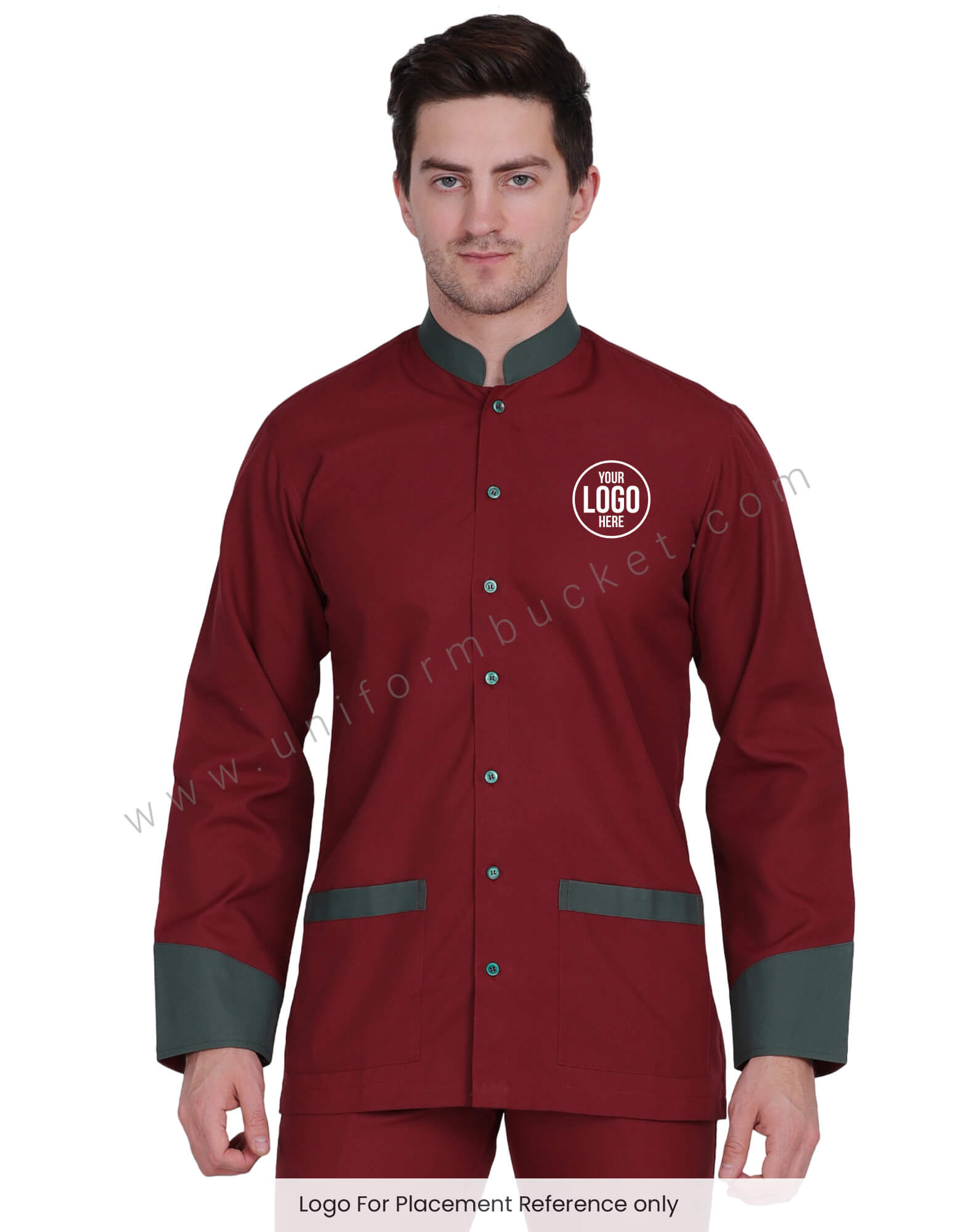 BUY MAROON SHIRT FOR DOORMAN WITH BAN COLLAR Online @ Best Prices in ...