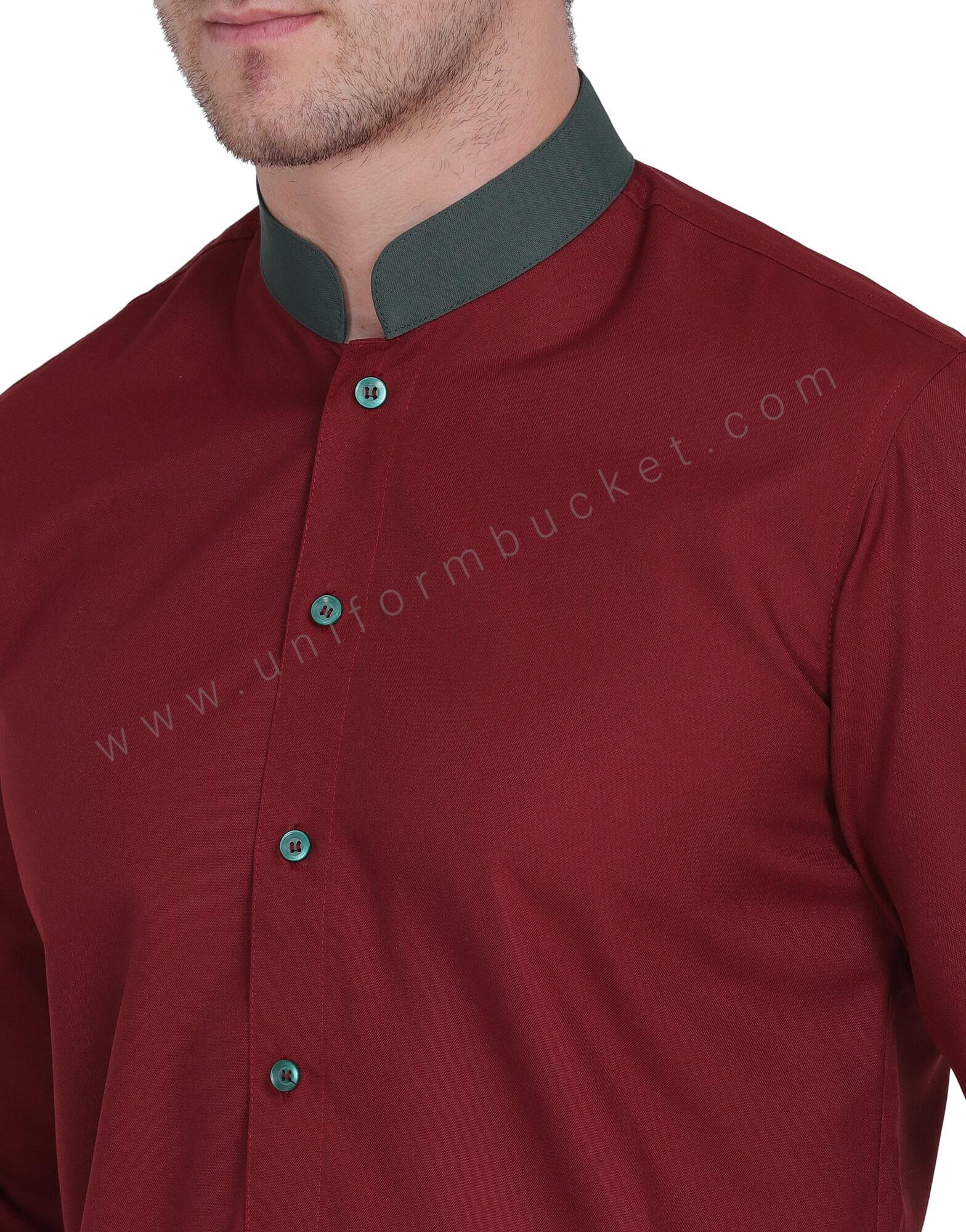 BUY MAROON SHIRT FOR DOORMAN WITH BAN COLLAR Online @ Best Prices in ...